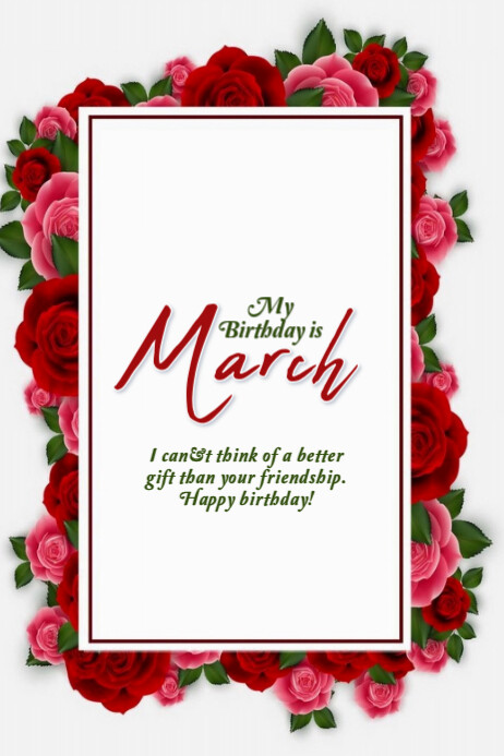 White Floral March Birthdays Banner 4' × 6' Template | PosterMyWall