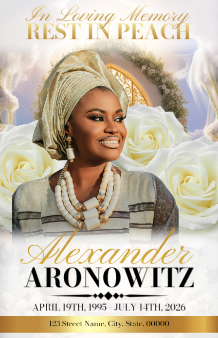 Plantilla de White Floral Maximalist Funeral Program Half Page Wide ...