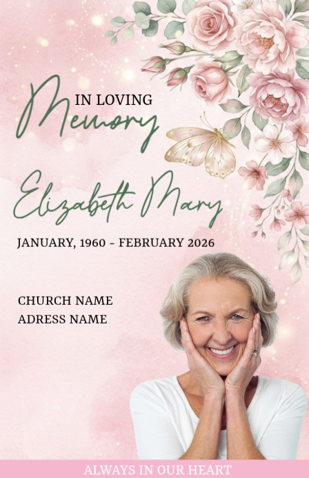 White floral memorial tribute half page wide Template | PosterMyWall