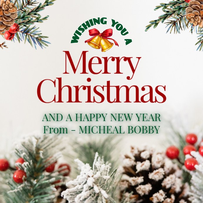 White Floral Merry Christmas and Happy New Year Wishing Instagram Post ...