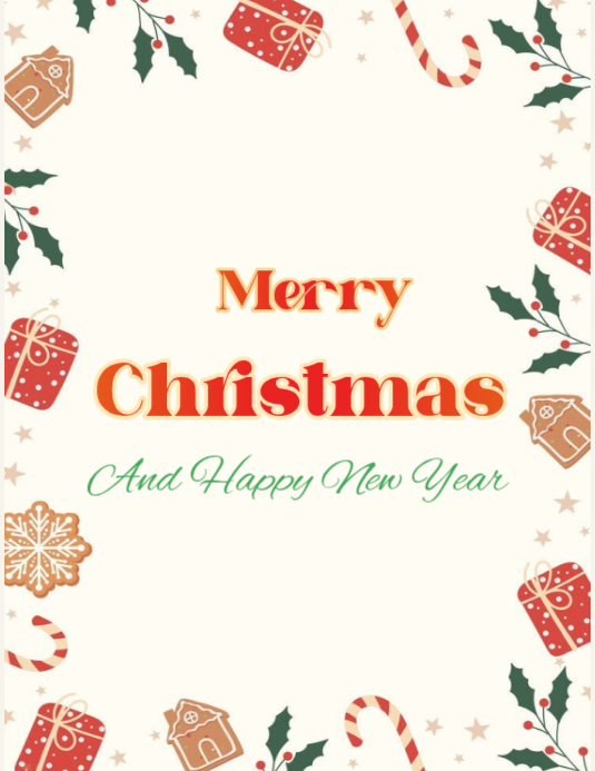 Plantilla de White Floral Merry Christmas And Happy New Year Flyer (us ...