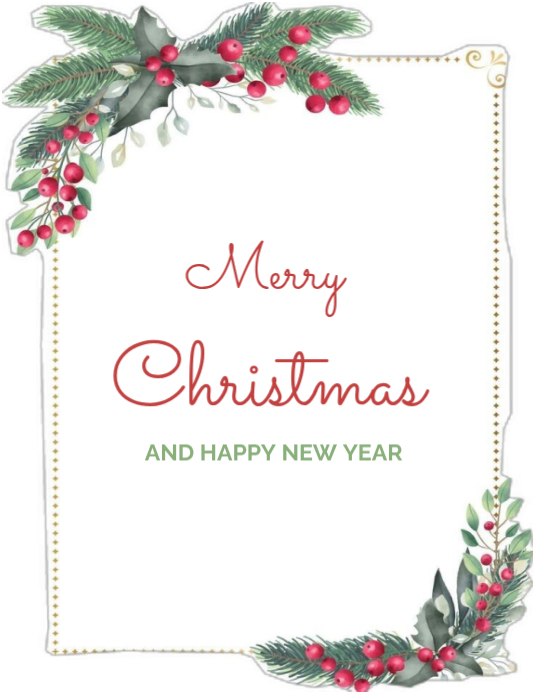 Plantilla de White Floral Merry Christmas And Happy New Year Flyer (us ...