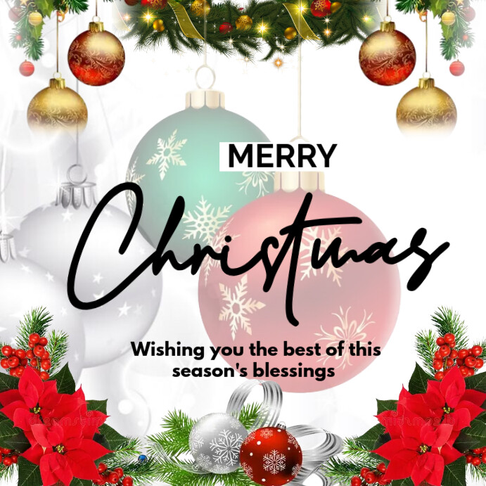 Copy of White Floral Merry Christmas Instagram Post | PosterMyWall