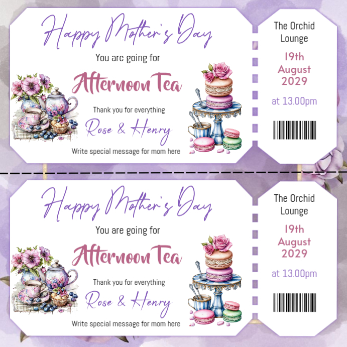 White Floral Mother's Day Afternoon Tea party ticket Instagram Post ...