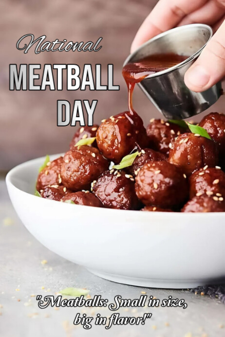 Szablon White Floral National Meatball Day Templates Poster | PosterMyWall