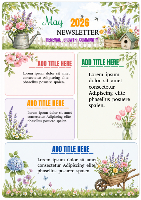 White Floral Newsletter A4 Template | PosterMyWall
