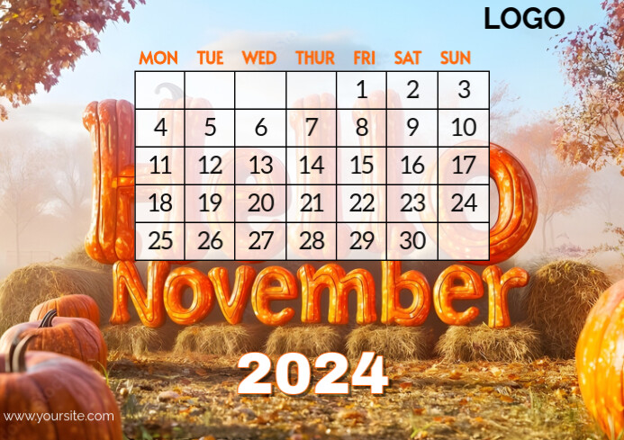 White Floral November 2024 Calendar A4 เทมเพลต | PosterMyWall