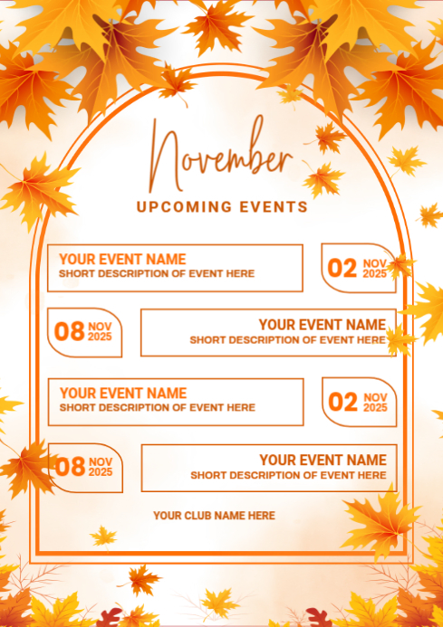 Copy of White Floral November Upcoming Events Calendar A4 | PosterMyWall