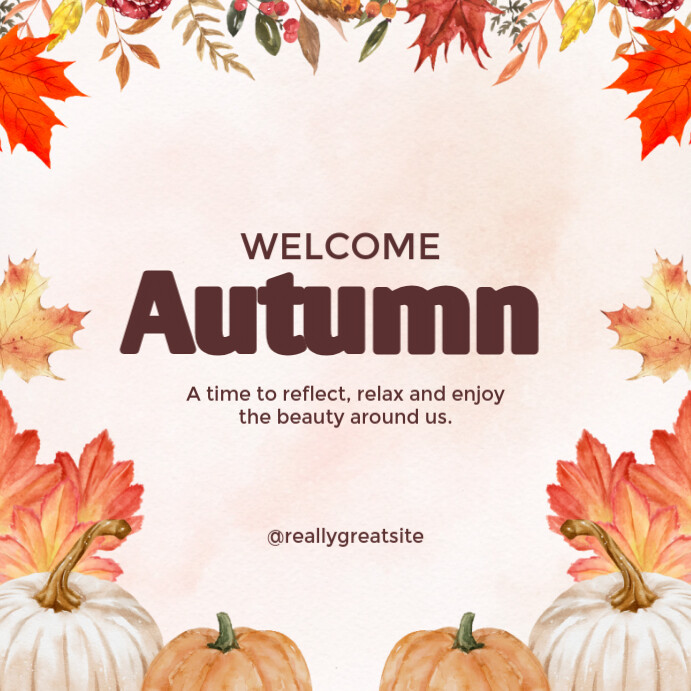 White Floral Orange And Peach Letting Welcome Watercolor Autumn Card ...