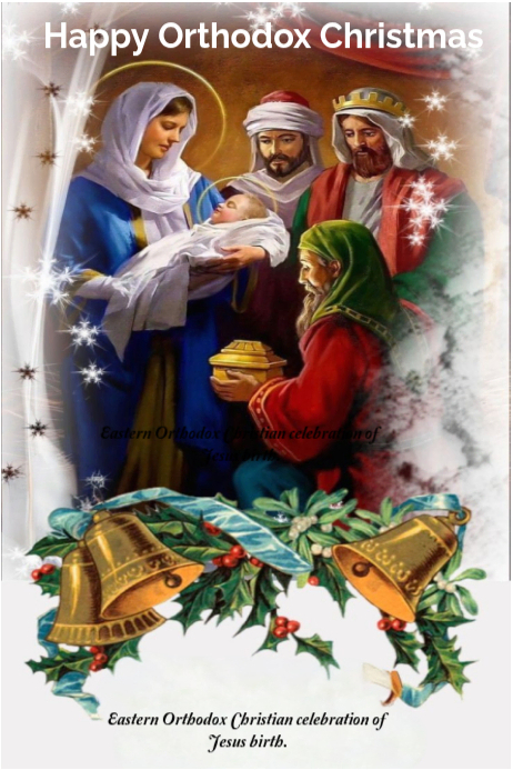 White Floral Orthodox Christmas Poster Template | PosterMyWall