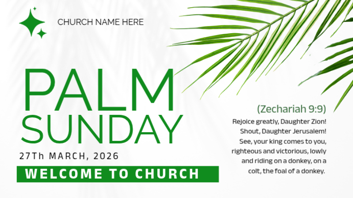 White Floral Palm Sunday Church Event Digital Display Template ...