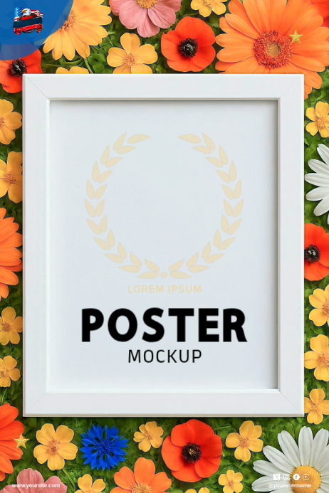 White Floral Poster Mockup Poster Template | PosterMyWall