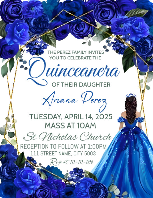 White Floral Quinceanera Flyer (us Letter) Template | PosterMyWall