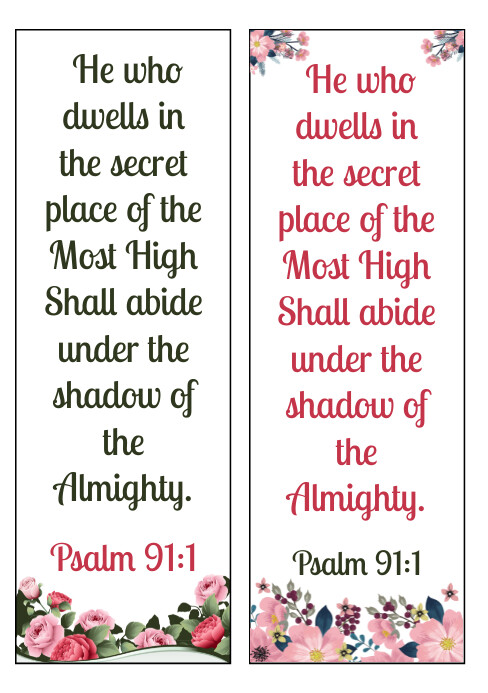White Floral Red, Green Bible Psalm 91:1 Book | PosterMyWall