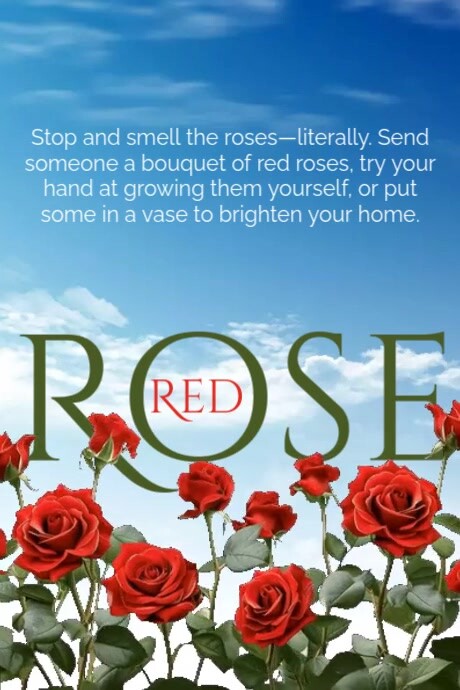 White Floral Red Rose Poster Template | PosterMyWall