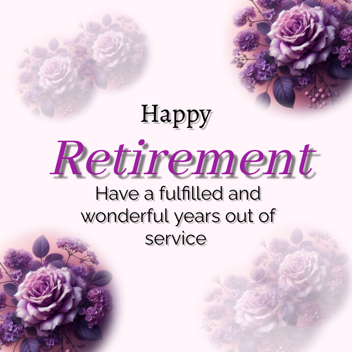 White Floral Retirement card Instagram Post Template | PosterMyWall