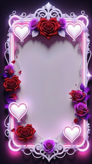 White Floral Romance Neon Rose Frame Instagram Story Template ...
