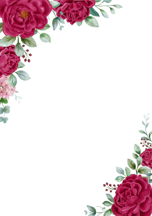 White Floral Rose Wedding Background A4 Template | PosterMyWall