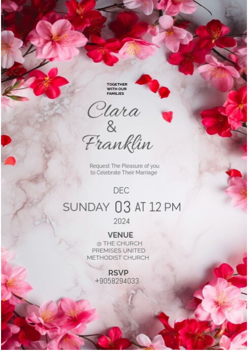 White Floral Rose wedding invitations card Template | PosterMyWall