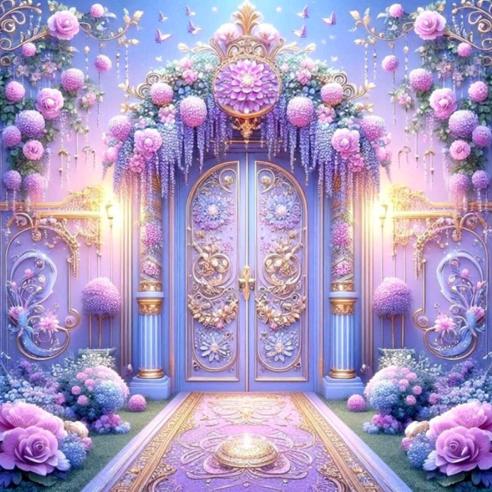 White Floral Royal Purple Palace Garden Entrance Instagram Post ...