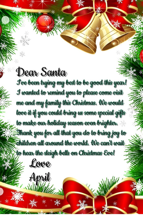 White Floral Santa Letter Poster Template | PosterMyWall