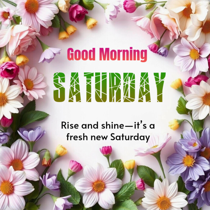 Plantilla de White Floral Saturday Card Logo | PosterMyWall