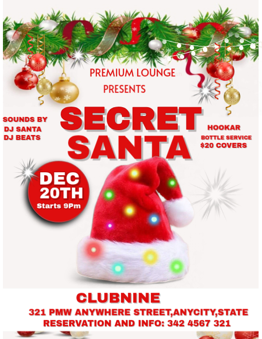 White Floral Secret Santa Party Secret Santa Invitation Christmas Gift ...