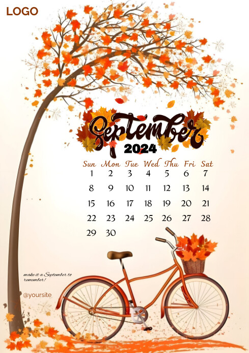 Copy of White Floral September Calendar Template A4 | PosterMyWall