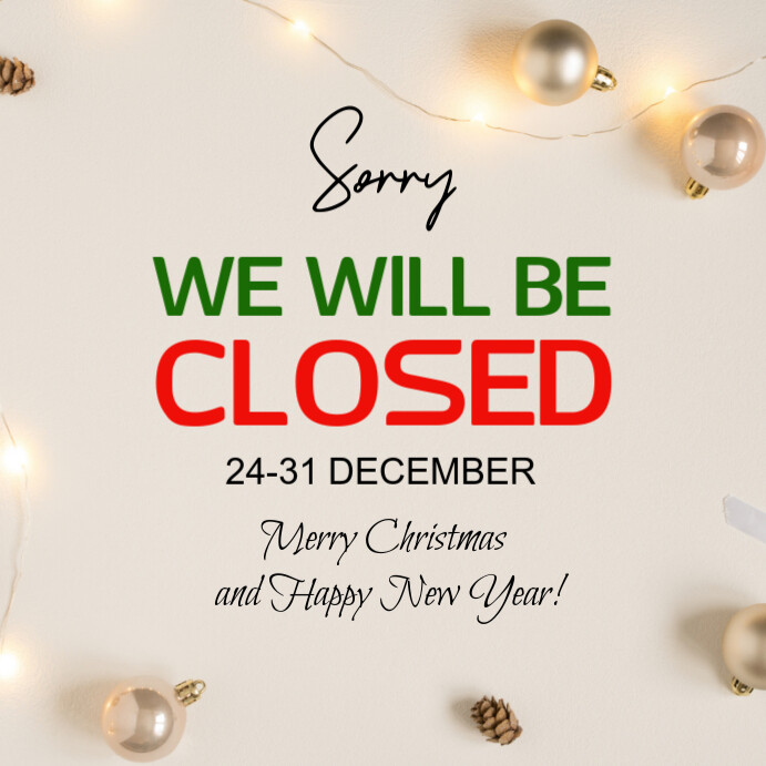 White Floral Sorry We Are Closed On Christmas Instagram Post Template ...