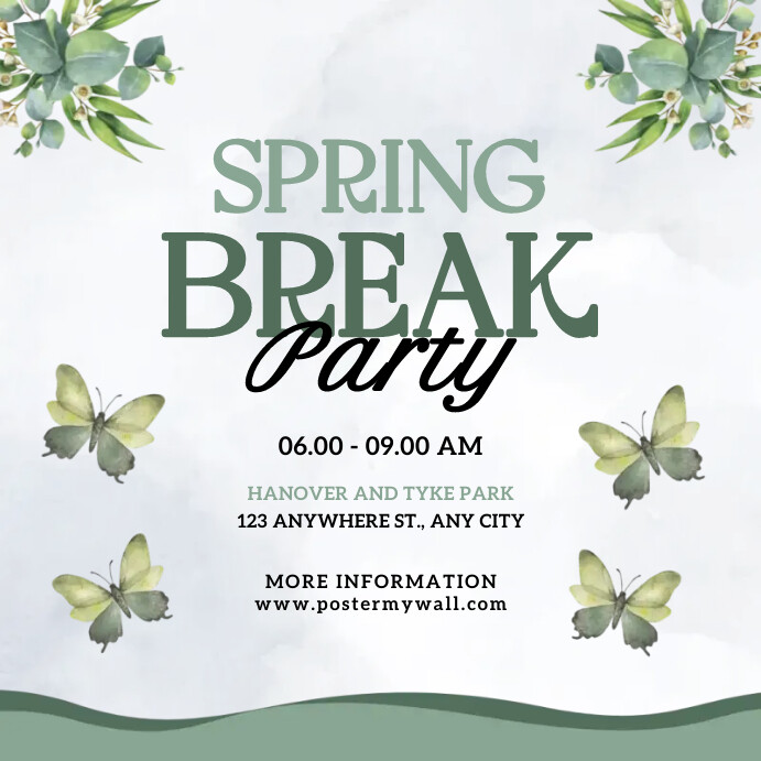 Plantilla de White Floral Spring Break Party Instagram Pos | PosterMyWall