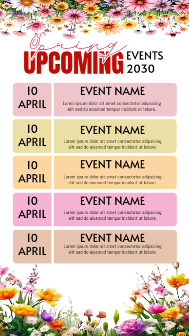 Copy of White Floral Spring calander of Events Instagram Story ...