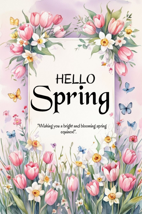 White Floral Spring Equinox Poster Template | PosterMyWall