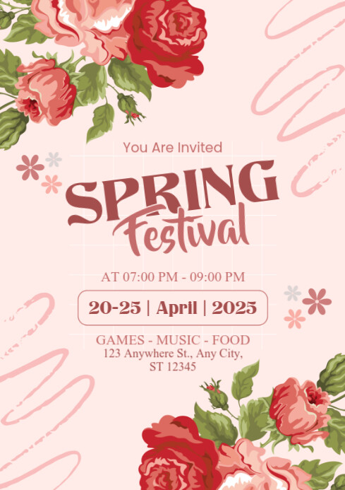 White Floral Spring Festival A4 Template | PosterMyWall