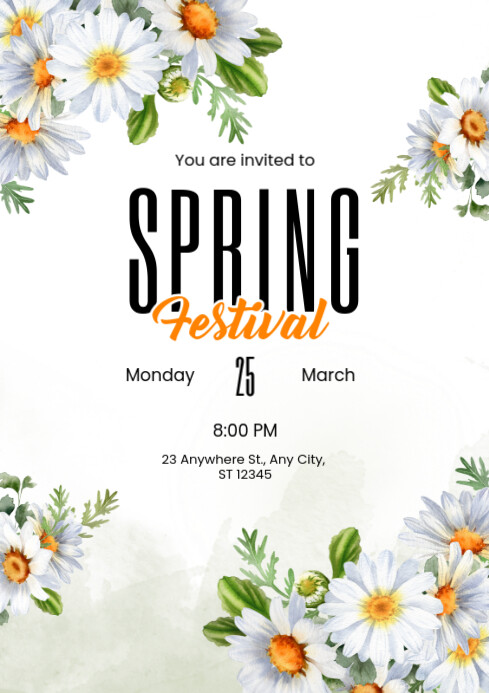 Copy of White Floral Spring Festival A4 | PosterMyWall