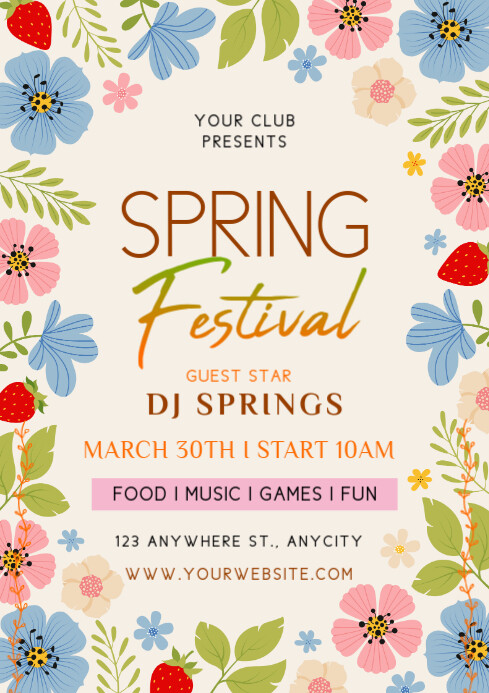 Copy of White Floral Spring Festival A4 | PosterMyWall