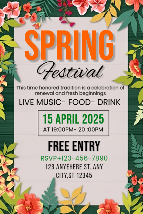 Copy of White Floral Spring Festivel Party Poster | PosterMyWall
