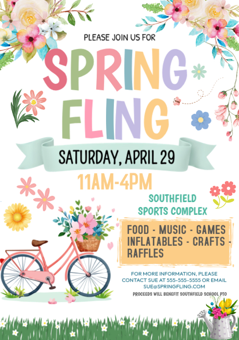 Copy of White Floral Spring Fling Event A4 | PosterMyWall