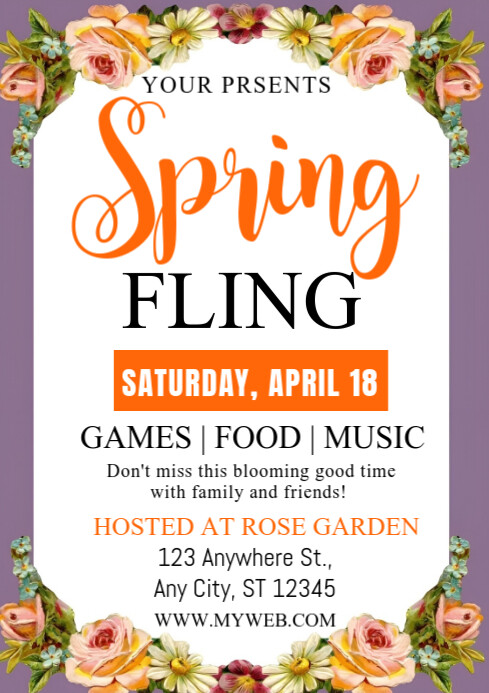 White Floral Spring Fling Party A4 Templat | PosterMyWall