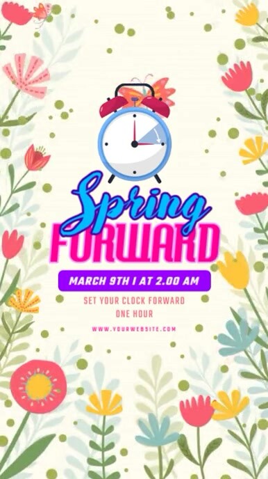 White Floral Spring Forward Instagram Story Template | PosterMyWall