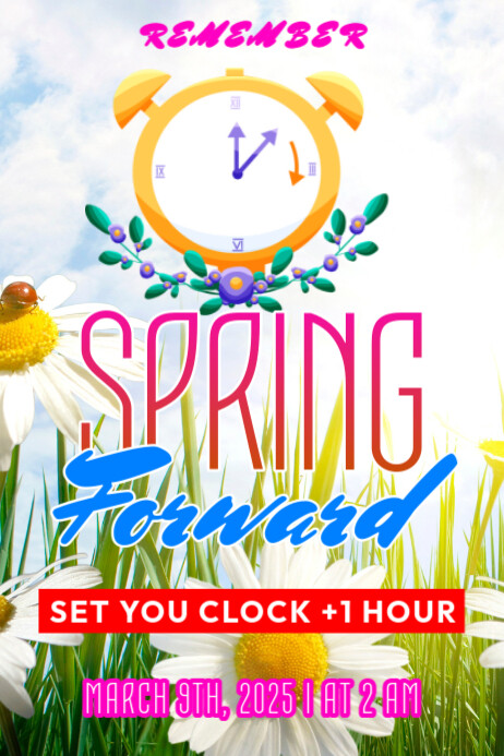 Modèle White Floral Spring Forward Poster | PosterMyWall