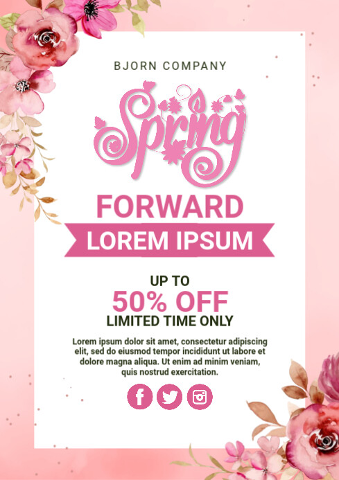 White Floral Spring Forward Sale A3 Template | PosterMyWall