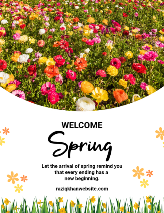 White Floral Spring Welcome Flyer Template | PosterMyWall
