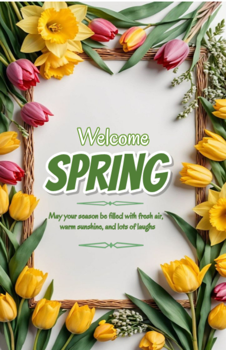 White Floral Spring Welcome Tabloid Template | PosterMyWall