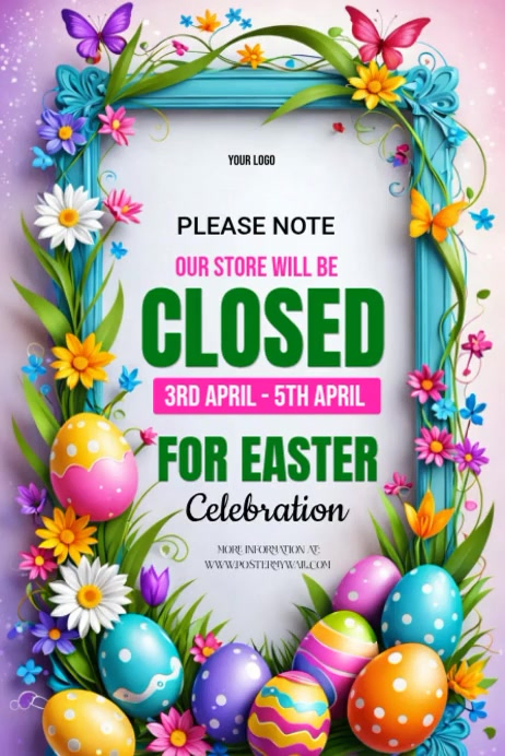 Plantilla de White Floral Store Closure Announcement | Closed For ...
