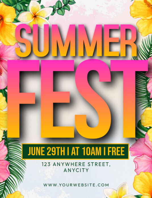 White Floral Summer Fest Pamflet (letter As) Template | PosterMyWall