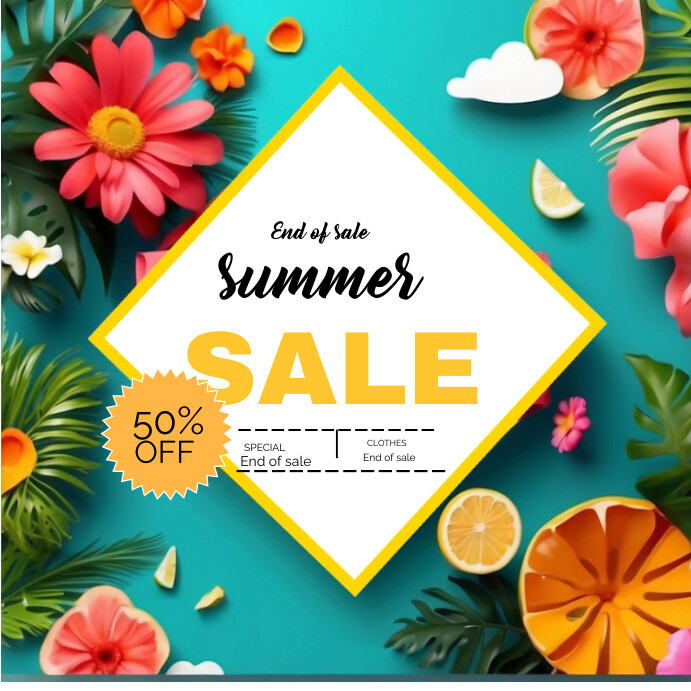 White Floral Summer Sale Instagram Post Template | PosterMyWall