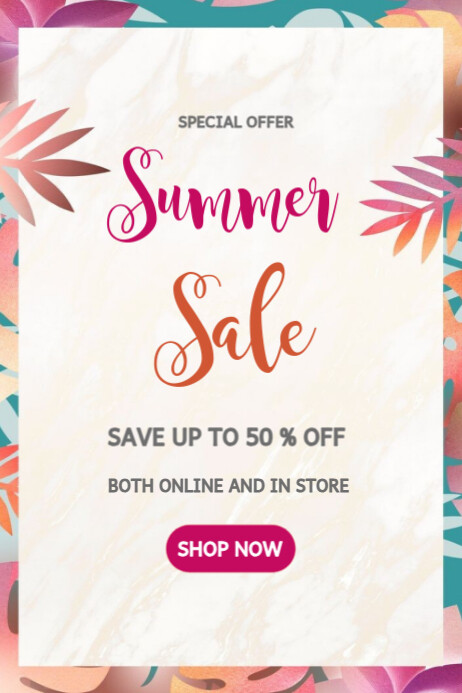 White Floral Summer Sale Poster Template | PosterMyWall