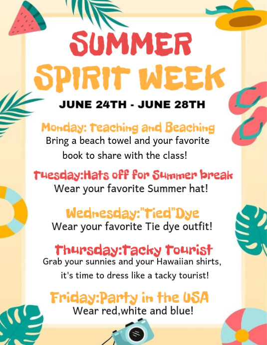 Copy of White Floral Summer Spirit Week Flyer (us Letter) | PosterMyWall