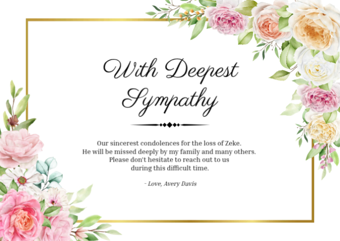 White Floral Sympathy Card A6 Template | PosterMyWall