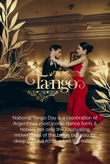White Floral Tango Day Video Poster Template | PosterMyWall